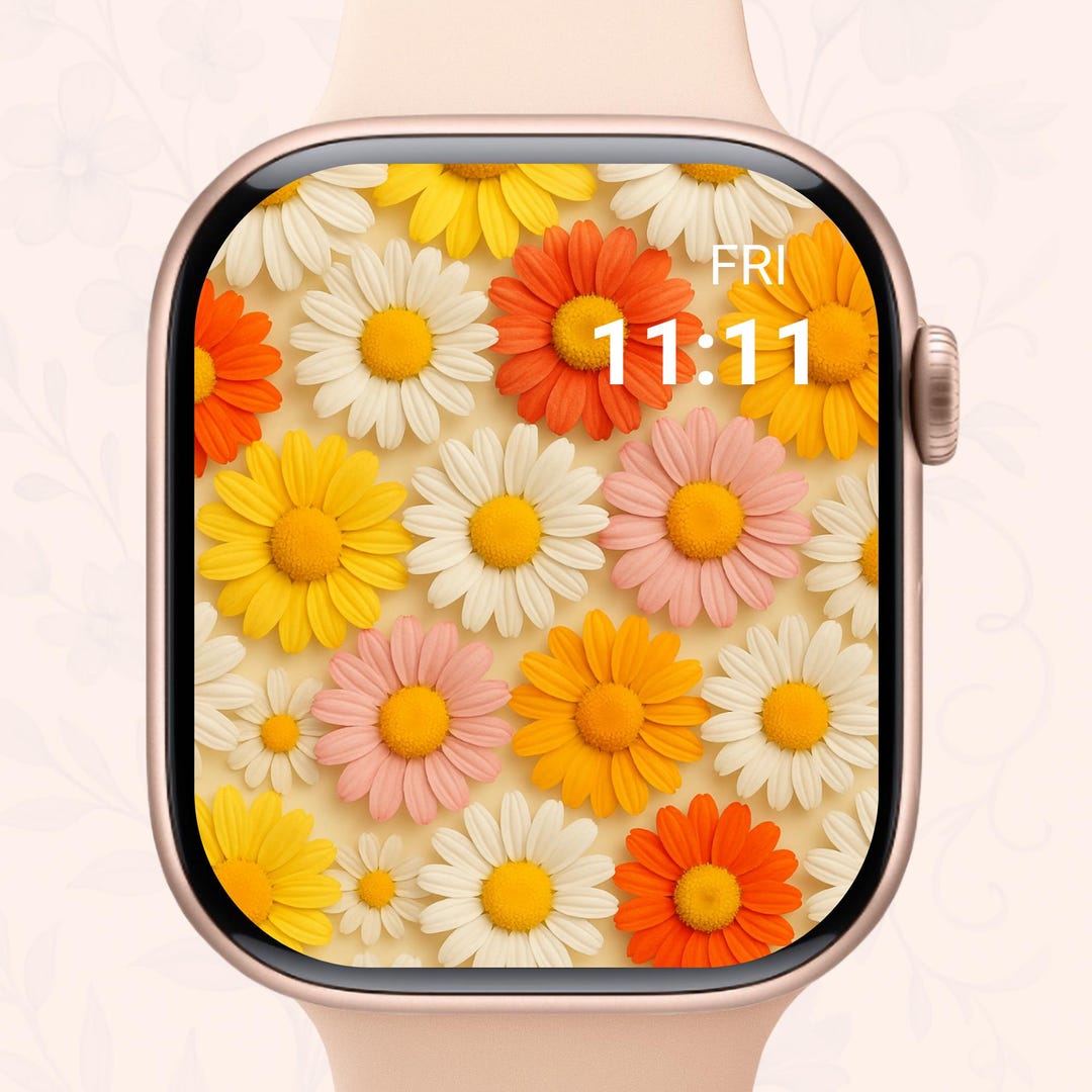 3D Floral Clay Apple Watch Wallpaper | Cute Butterfly Pastel Watch Face ...