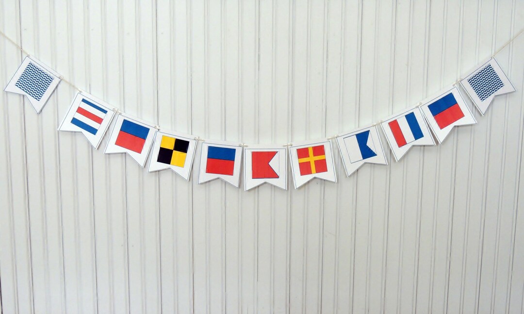 Nautical Flag Party Banner Birthday Graduation Congratulations Welcome ...