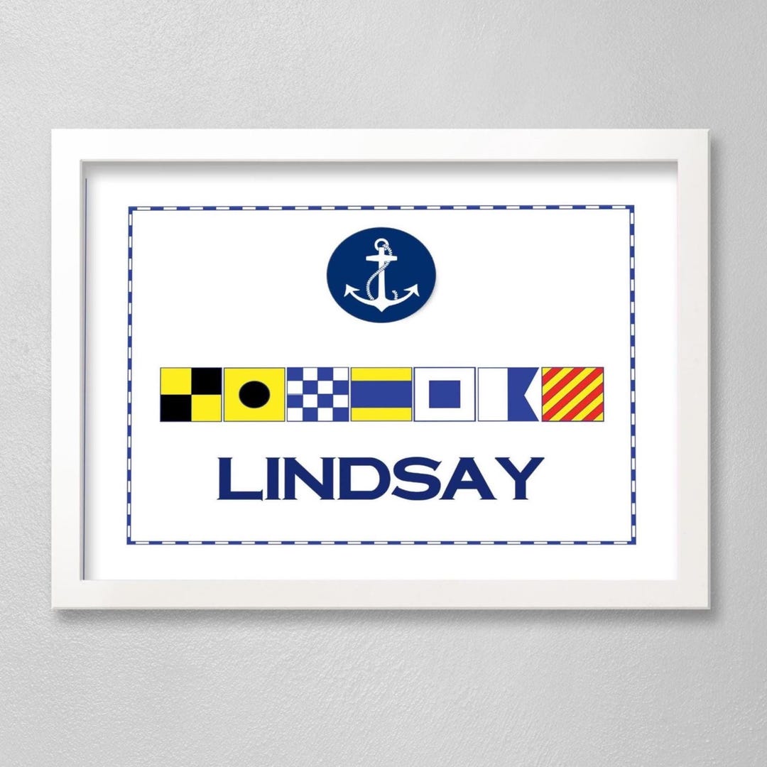 Nautical Flag Name Print, Personalized Coastal Decor - Etsy