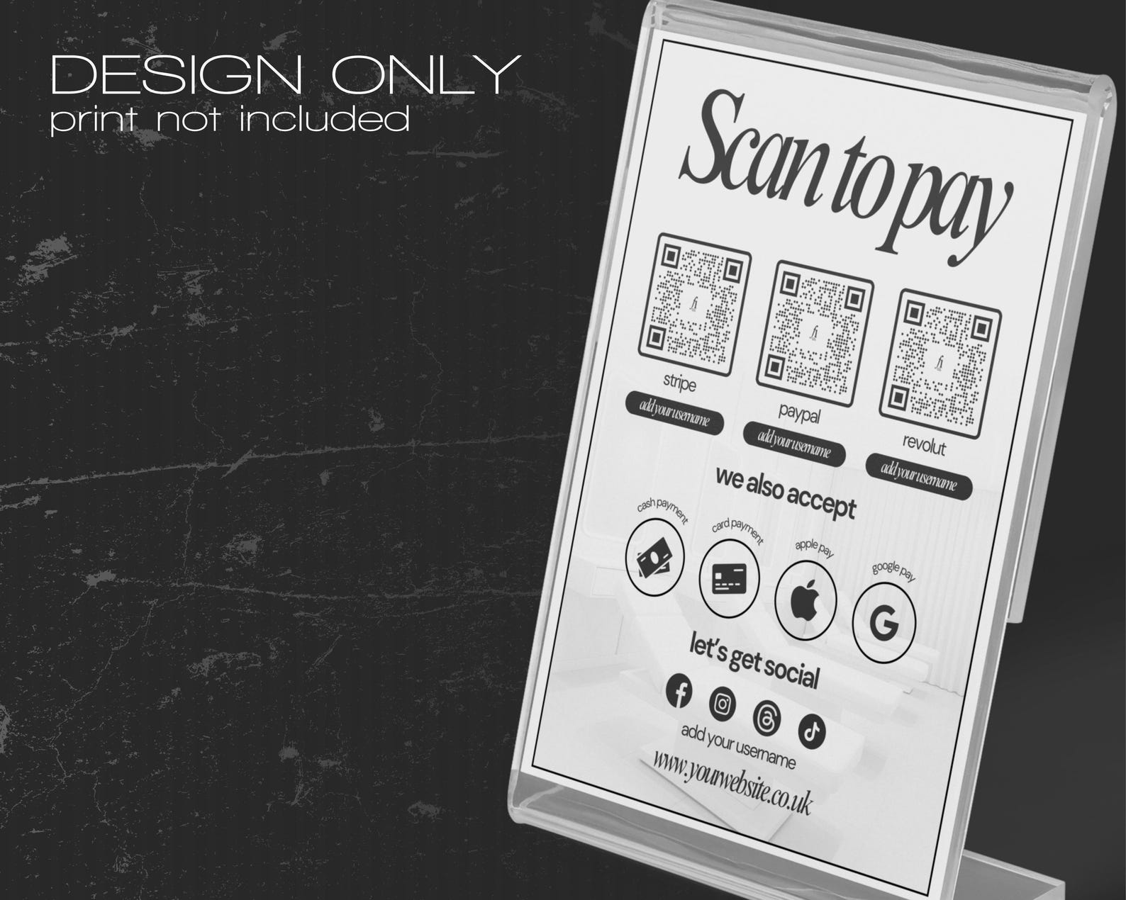 A5 Editable Scan to Pay Canva Template, Printable Small Business ...