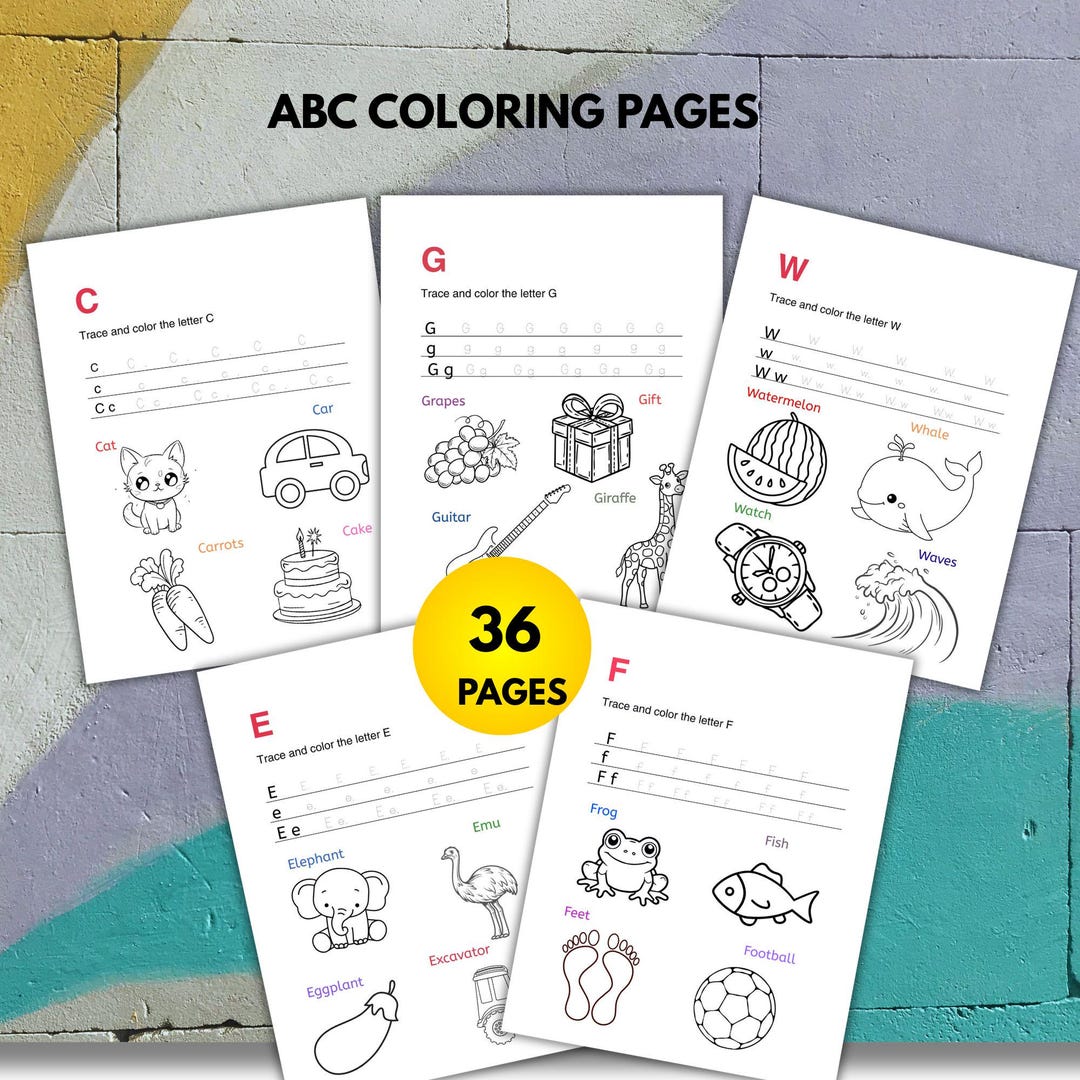ABC Printable Coloring Pages - Etsy