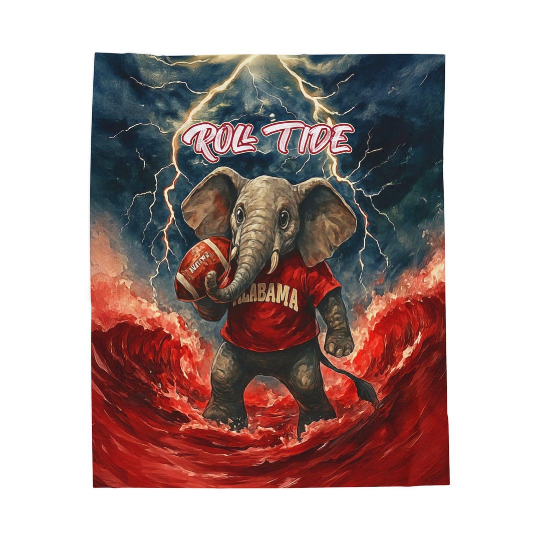 Roll Tide Elephant Velveteen Plush Blanket: Alabama Fans Game Day Throw ...