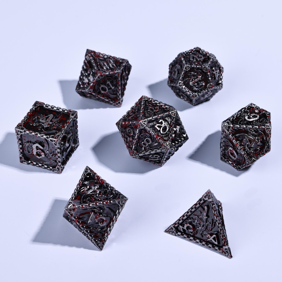 Vintage Style Metal Dice Set for Dnd,black & Gold Metal Dice Set for ...