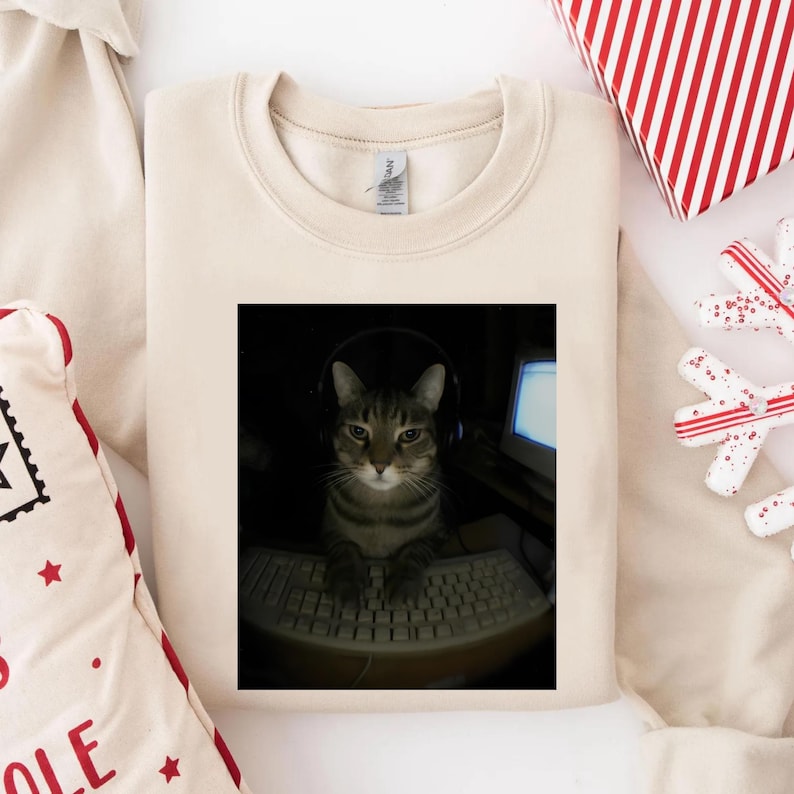 Hacker Cat Meme Shirt Vintage Wash – Funny Computer Kitty Gamer Tee ...