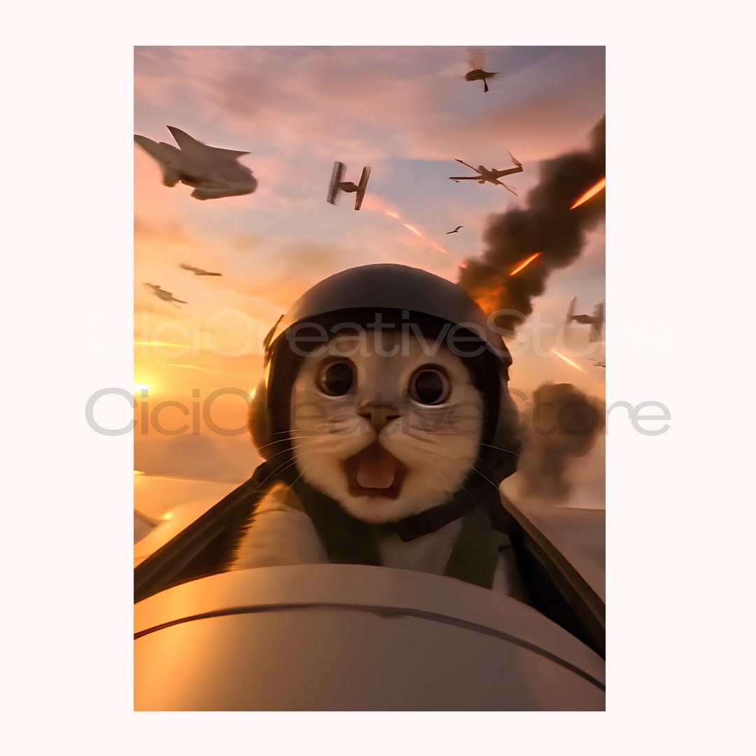 Vintage Funny Flying Cat Meme Png, Cat Lover Gift Png, Gen Z Joke ...