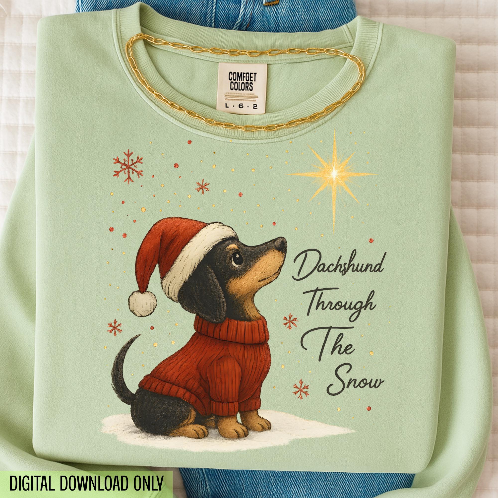 Christmas Dachshund PNG: Santa Hat, Sweater Clipart (digital Download ...