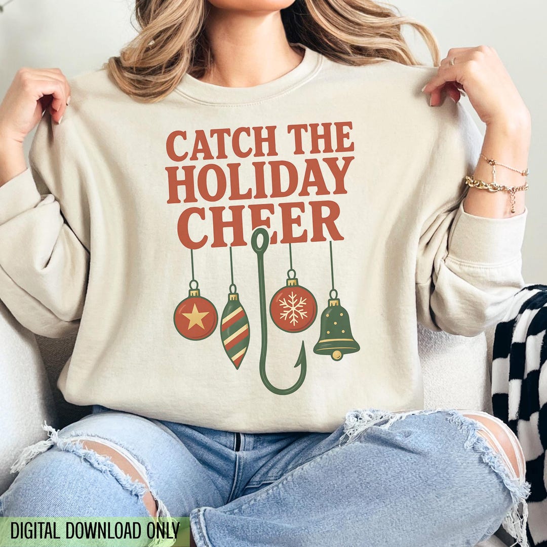Catch the Holiday Cheer PNG | Retro Christmas Fishing Hook Ornament ...