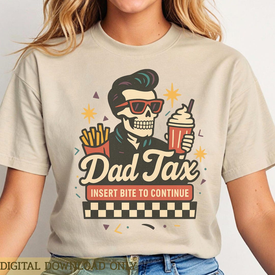 Retro Rockabilly Skeleton Diner Art PNG: Dad Tax Design (digital ...