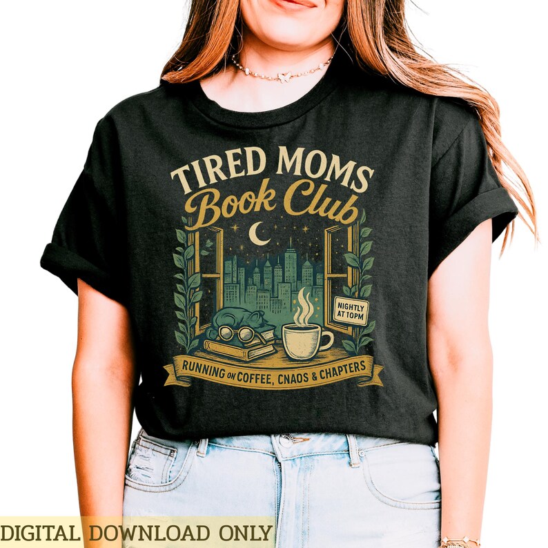 Tired Moms Book Club PNG: Retro Bookish Design (instant Download) - Etsy