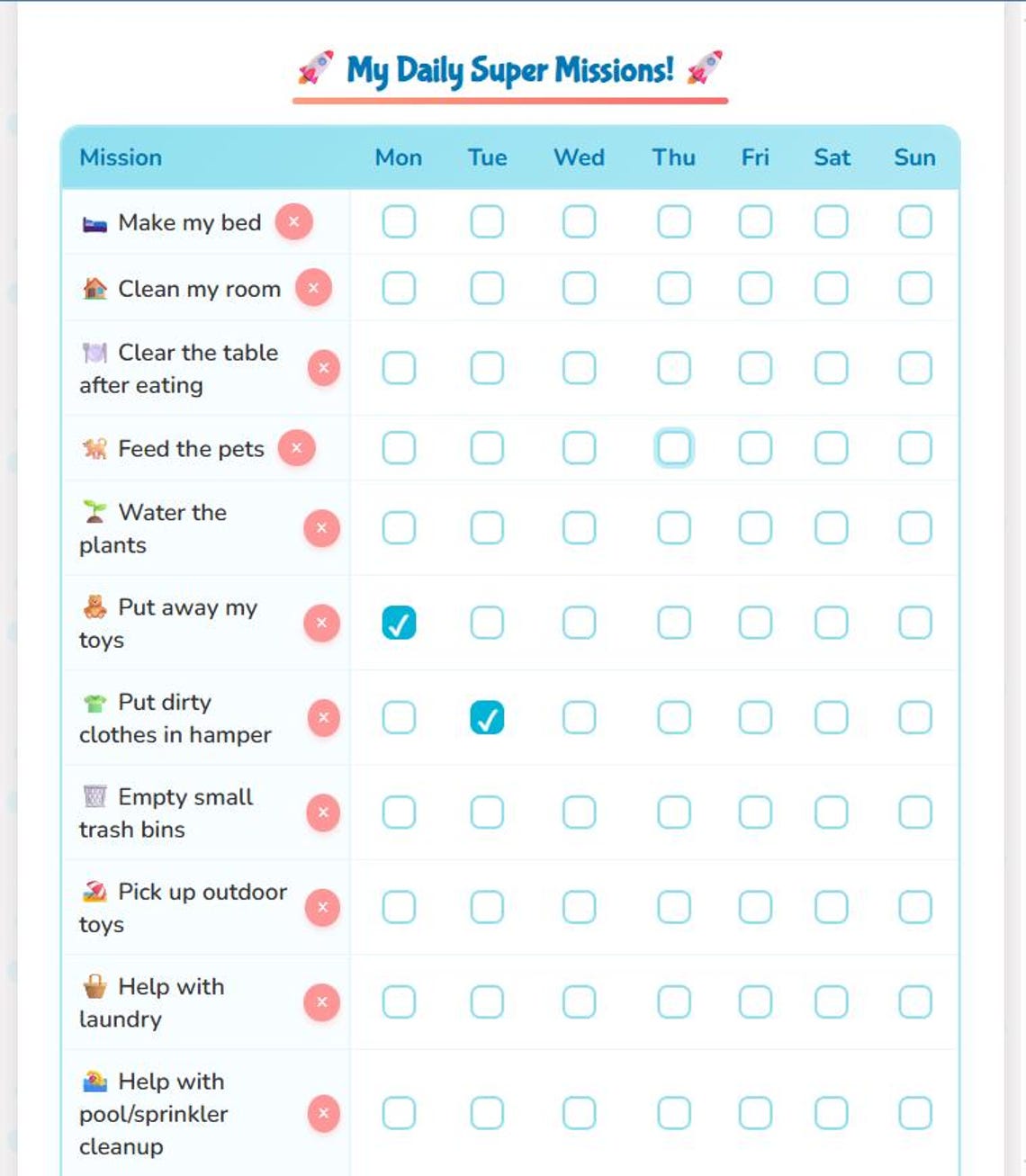 Interactive Summer Chore Chart For Kids Digital Printable Reward