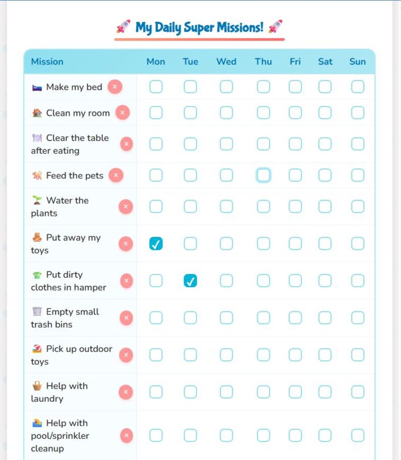 Interactive Summer Chore Chart for Kids | Digital & Printable Reward ...