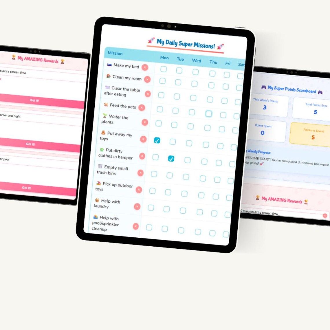 Interactive Summer Chore Chart For Kids Digital Printable Reward
