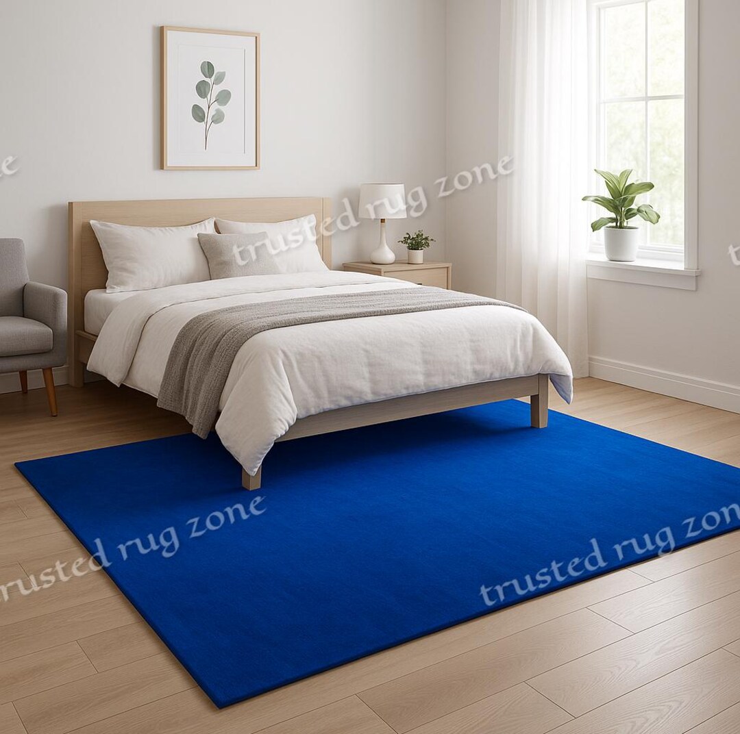 Hand-tufted Royal Blue Wool Runner Rug: Modernist Topographic Design - Etsy