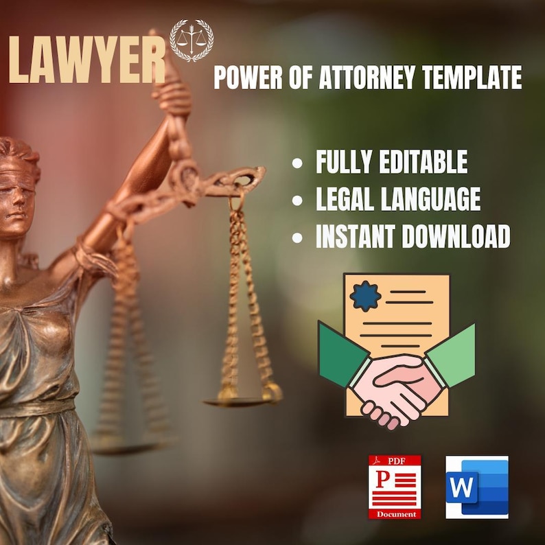 Power of Attorney Template—editable Legal Form—general Use Document ...
