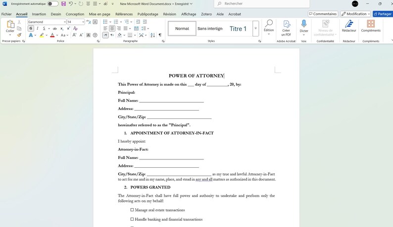 Editable Power of Attorney Template: General Use Legal Form (instant ...