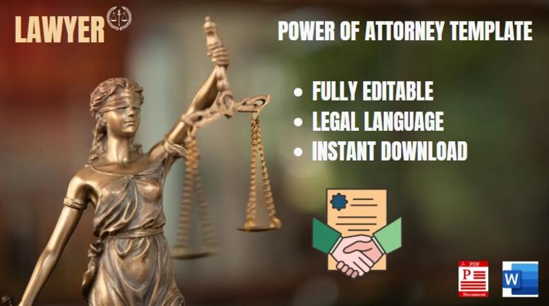 Power of Attorney Template—editable Legal Form—general Use Document ...