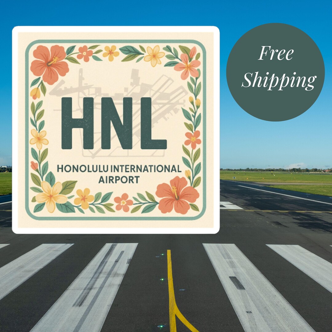 Honolulu Airport IATA Code Glossy Sticker Vintage Style Hawaii Decal ...
