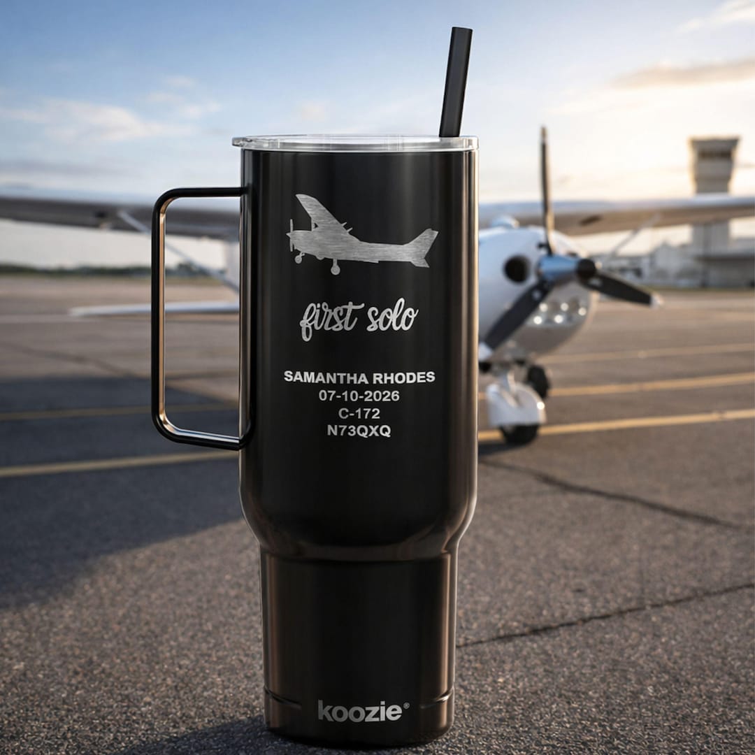 First Solo Engraved Pilot Insulated Tumbler 40oz Stainless Steel Gift ...