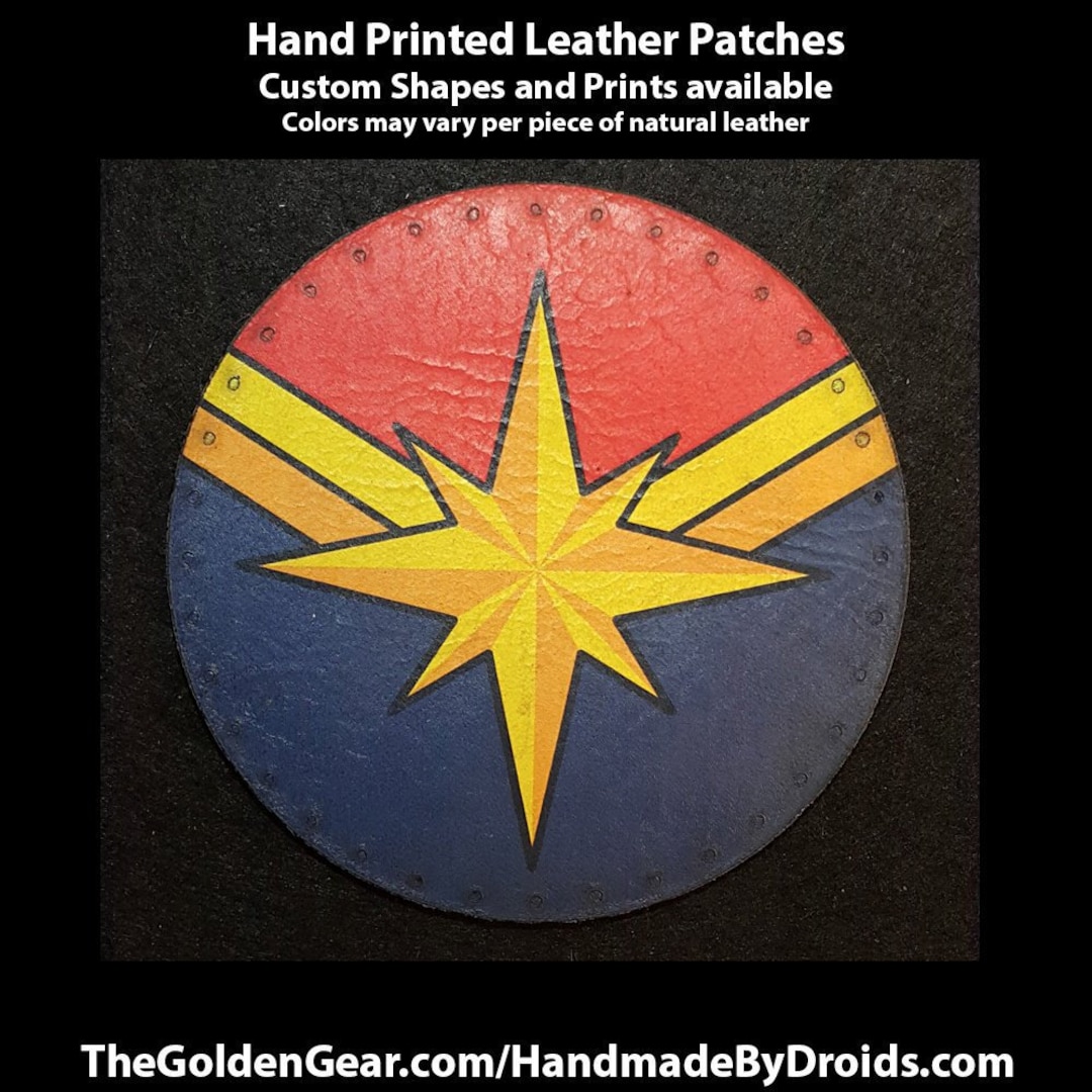 Captain Marvel - 3.8 Inch Leather Patch - Etsy