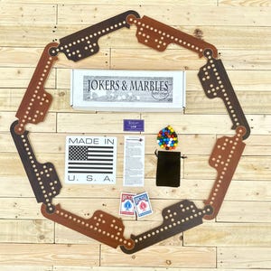 Jokers & Marbles Board Game, Handmade Wooden Pegs and Jokers, 4-8 ...