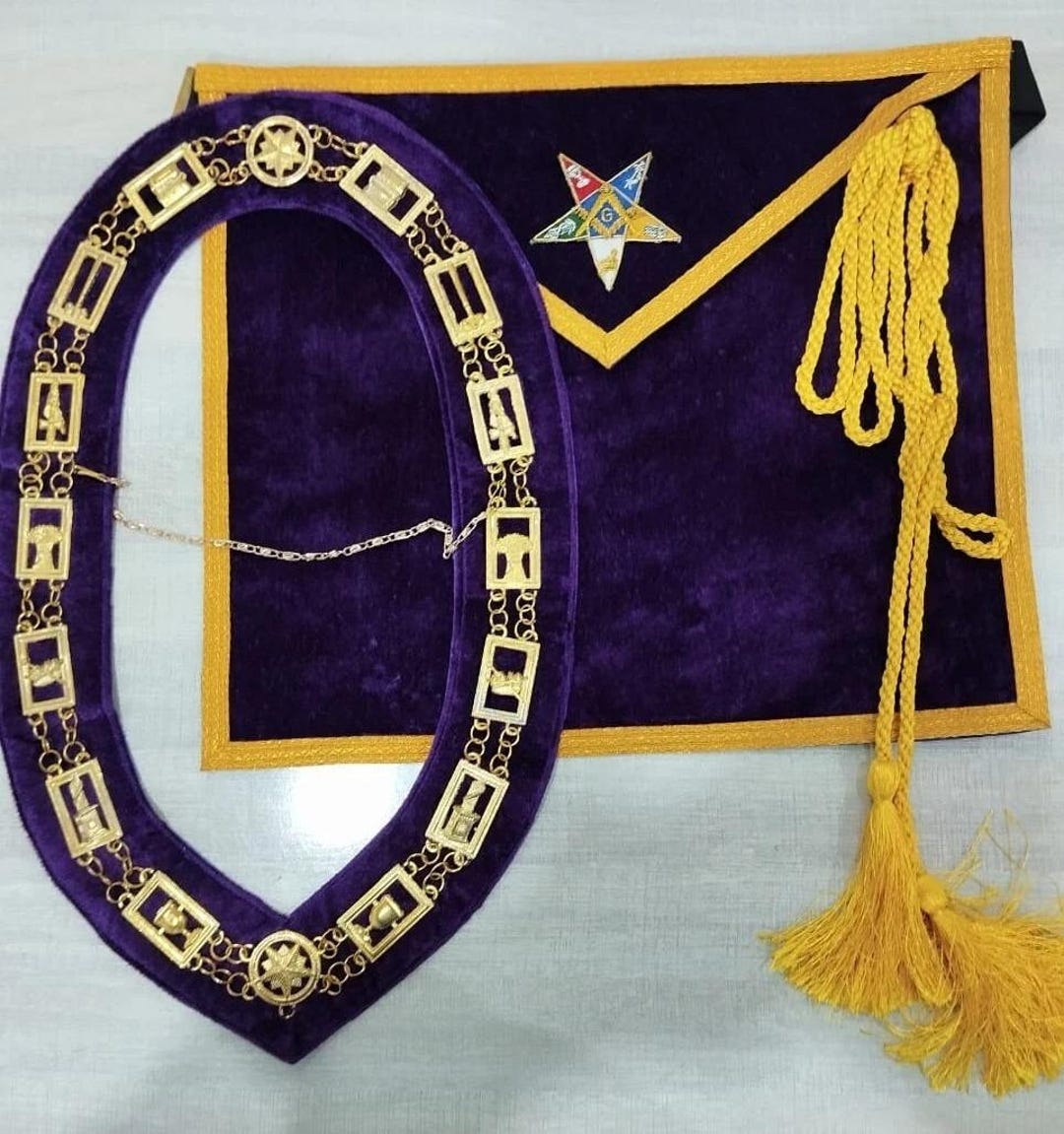 Masonic Apron Oes Worthy Patron / Matron and Chain Collar Set - Etsy