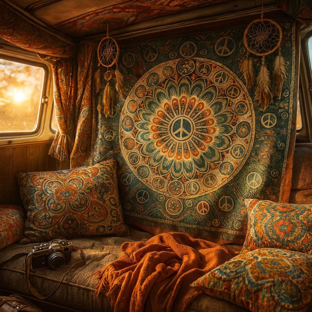 Mandala Peace Sign Tapestry: Boho Hippie Dorm Decor - Etsy