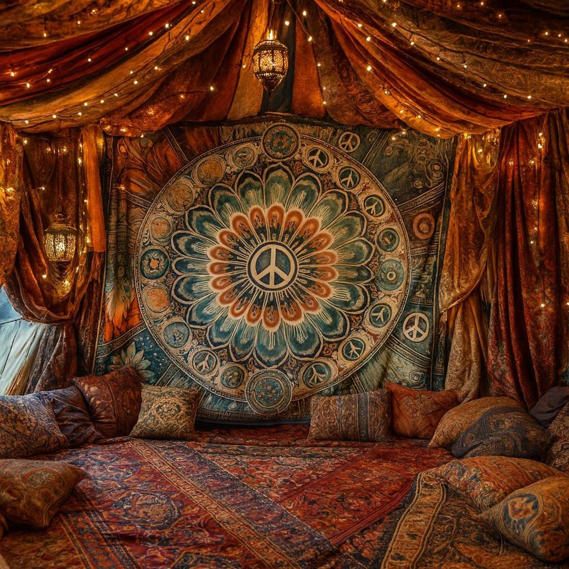 Mandala Peace Sign Tapestry: Boho Hippie Dorm Decor - Etsy