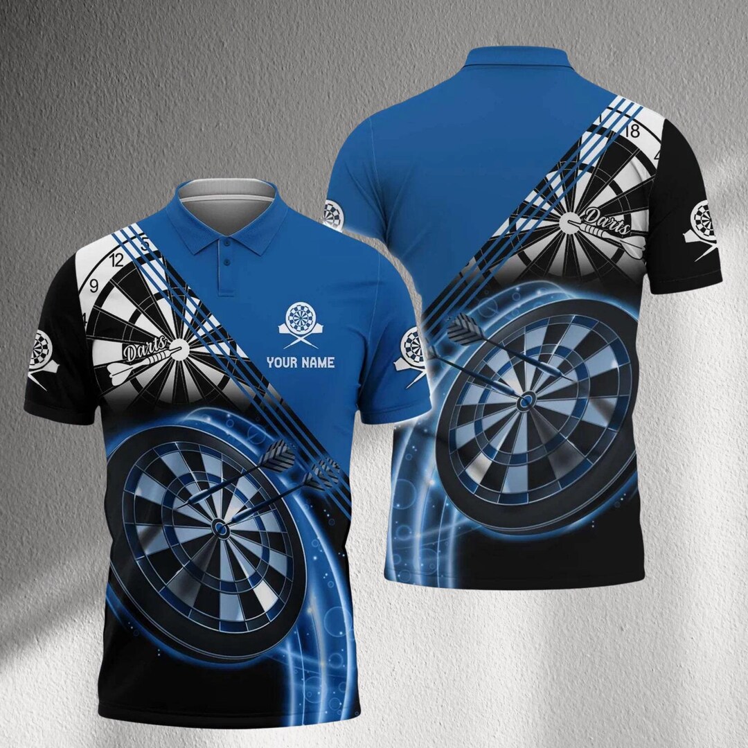 Custom Darts Polo Shirt, Personalized Name Dartboard Jersey for Men ...