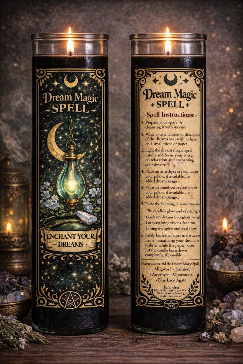 Dream Magic Spell Candle | Ritual Prayer for Peaceful Sleep - Etsy