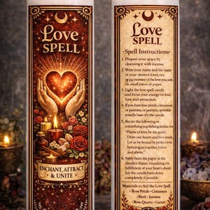 Love Spell Candle for Attraction and Connection | Ritual Prayer Candle ...