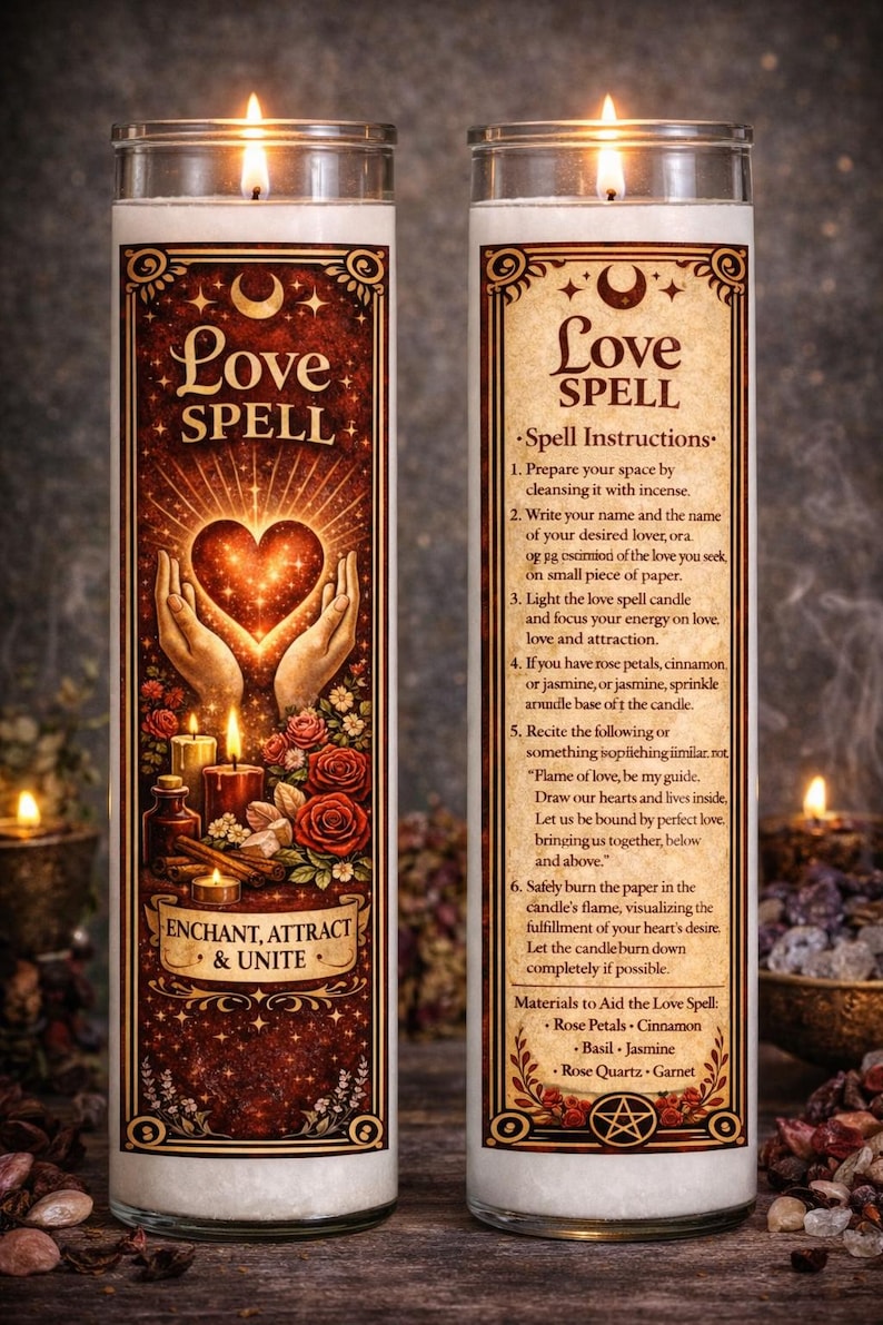 Love Spell Candle for Attraction and Connection | Ritual Prayer Candle ...