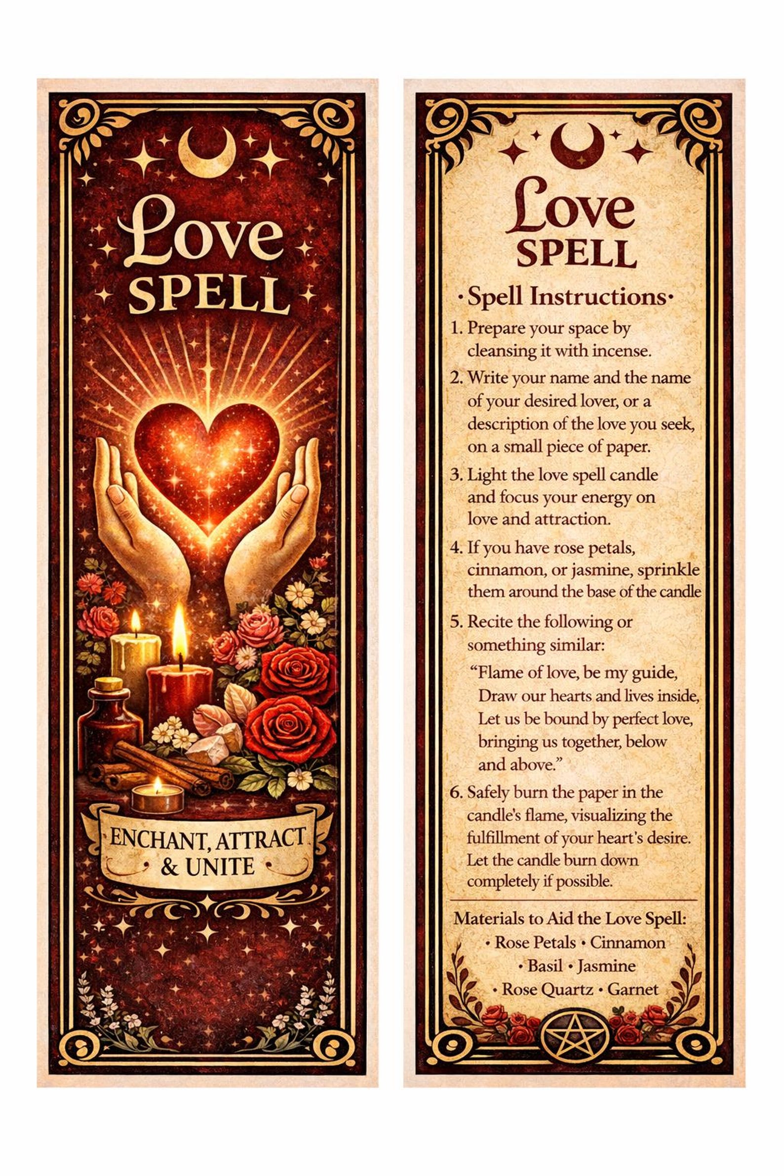 Love Spell Candle for Attraction and Connection | Ritual Prayer Candle ...
