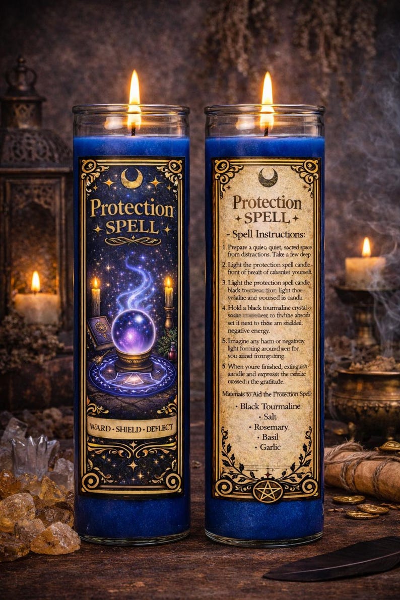 Protection Spell Prayer Candle – Witchcraft Ritual Candle for Shielding ...