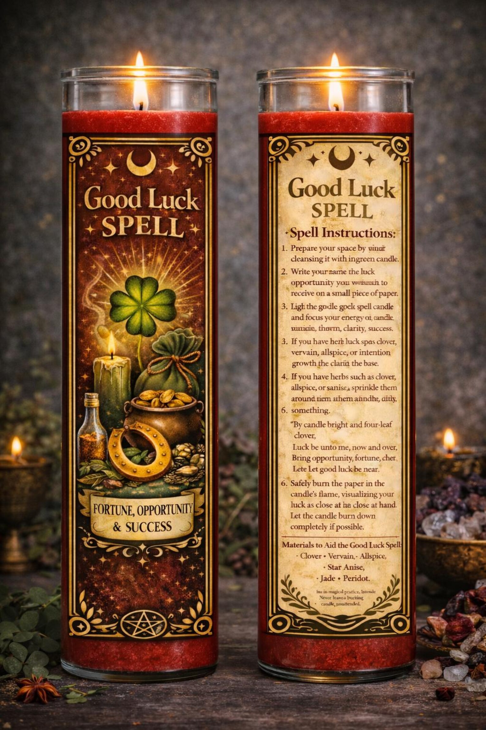 Good Luck Spell Prayer Candle | Fortune, Success, and Opportunity ...