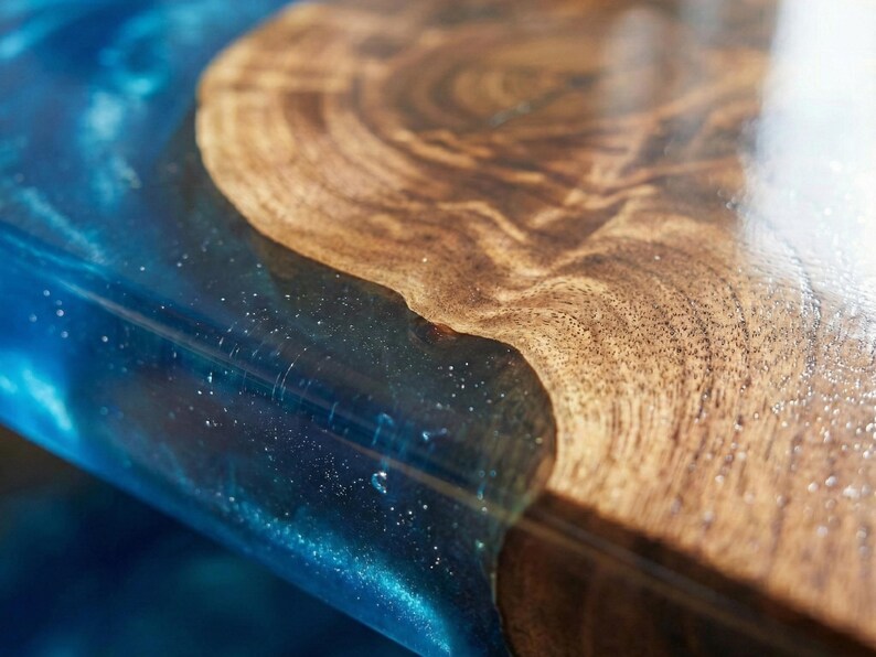Walnut Wood Epoxy Resin Countertop – Ocean-style Kitchen Slab - Etsy