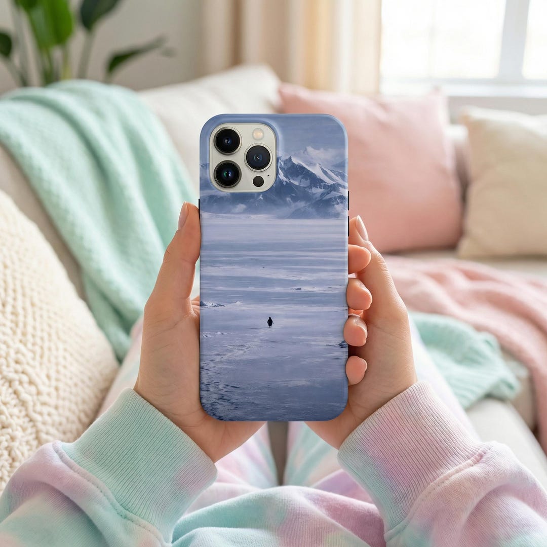 Existential Penguin Phone Case | Mountain Landscape, Introvert Humor - Etsy