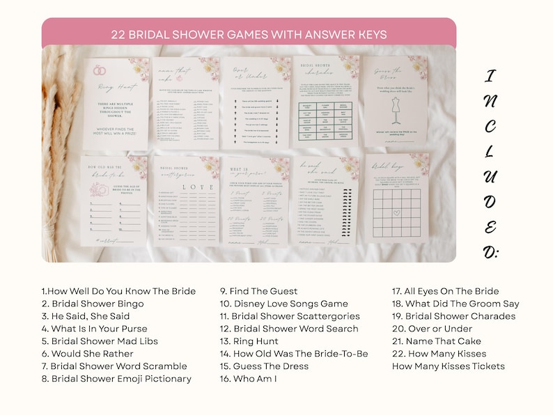 Paris Bridal Shower & Wedding Invitation Bundle, Floral Games (canva ...