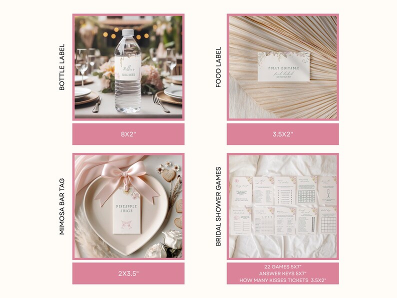 Paris Bridal Shower & Wedding Invitation Bundle, Floral Games (canva ...