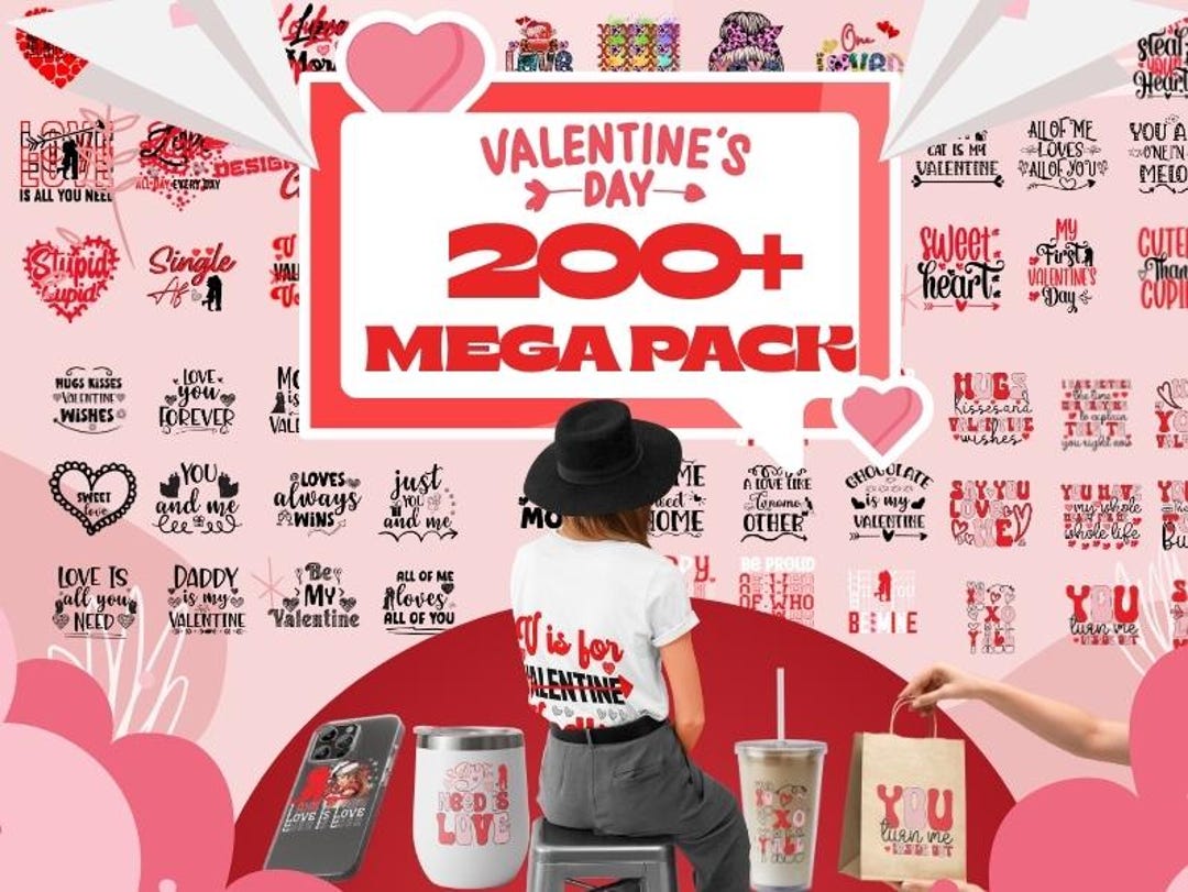 Valentine Mega Bundle | 200+ Designs | Cricut Silhouette Valentine Cut ...
