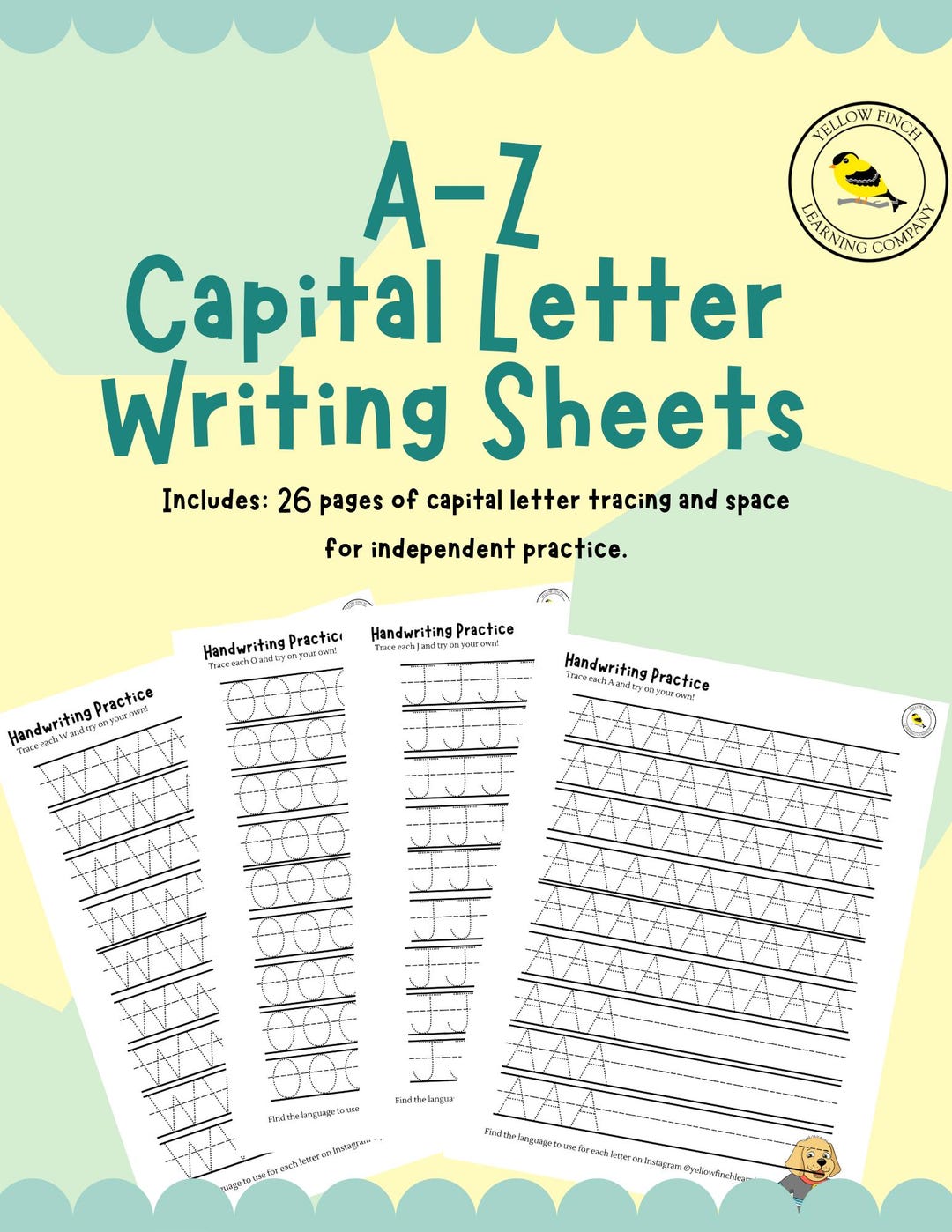 Uppercase Alphabet Handwriting Practice Packet | A–Z Capital Letters ...