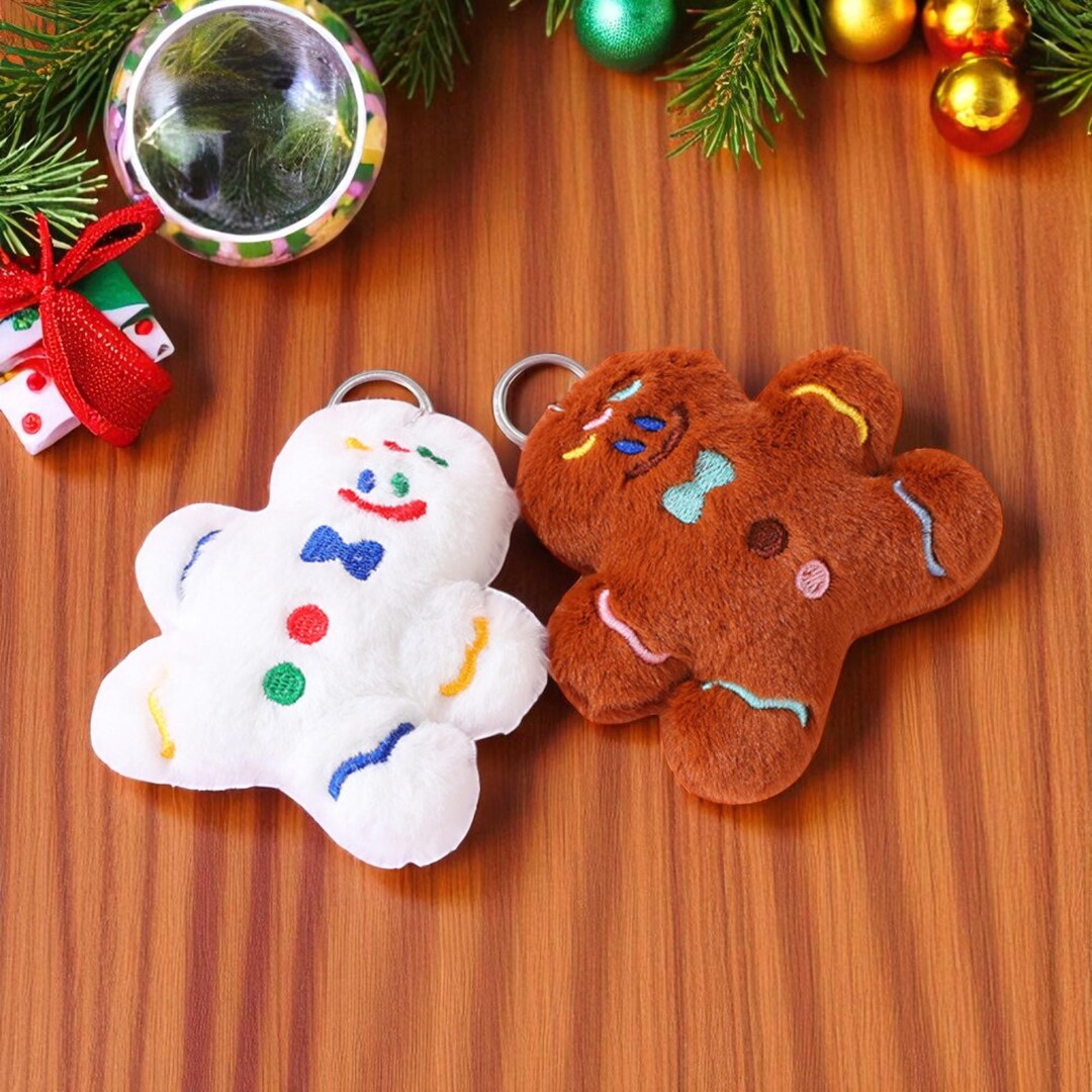 Gingerbread Plush Keychain: Embroidered Cookie Keyring, Holiday ...