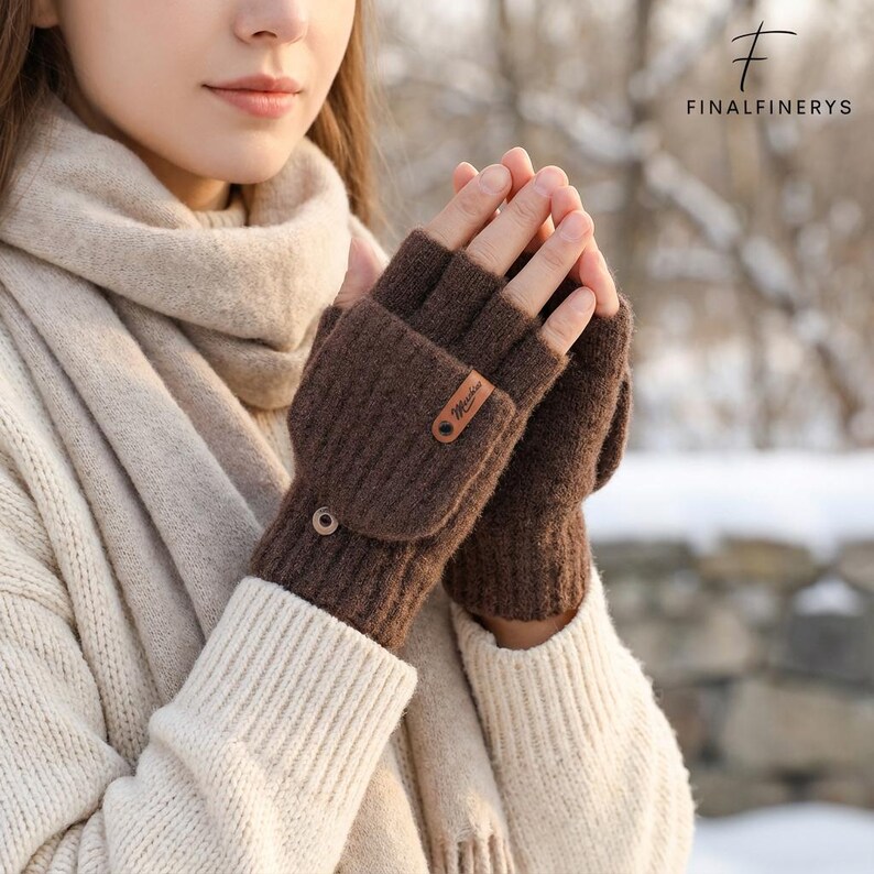 One Size Fits All Fingerless Flip-top Gloves – Cosy Knit Convertible ...