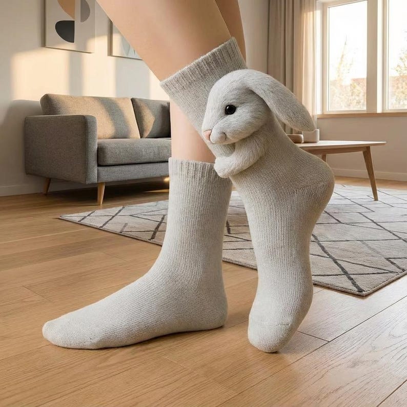 Bunny Hug Socks – Plush Rabbit Knit Ankle Warmers - Etsy Canada