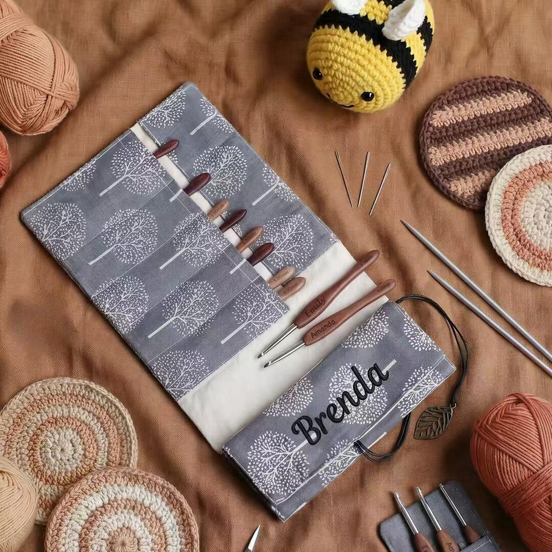 Personalized Blood Rosewood Crochet Hook - Canvas Bag| Custom Name Gift ...