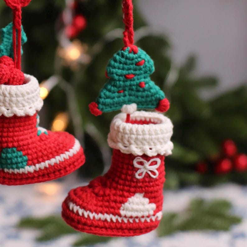 Crochet Christmas Boot Pattern PDF | 3 Styles Mini Boots | Cute Xmas ...