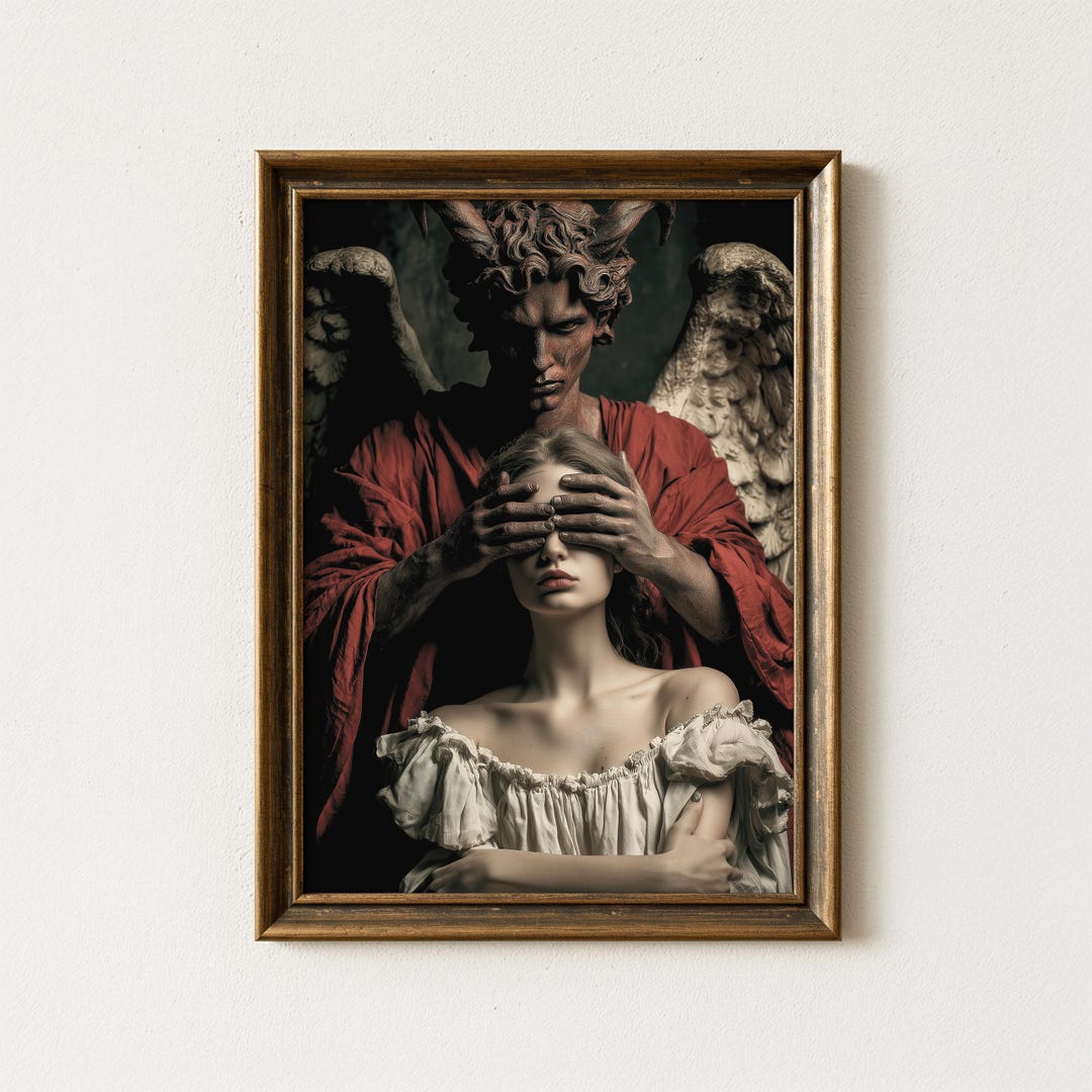 Fallen Angel and Blind Innocence Dark Academia Wall Art, Gothic Angel ...
