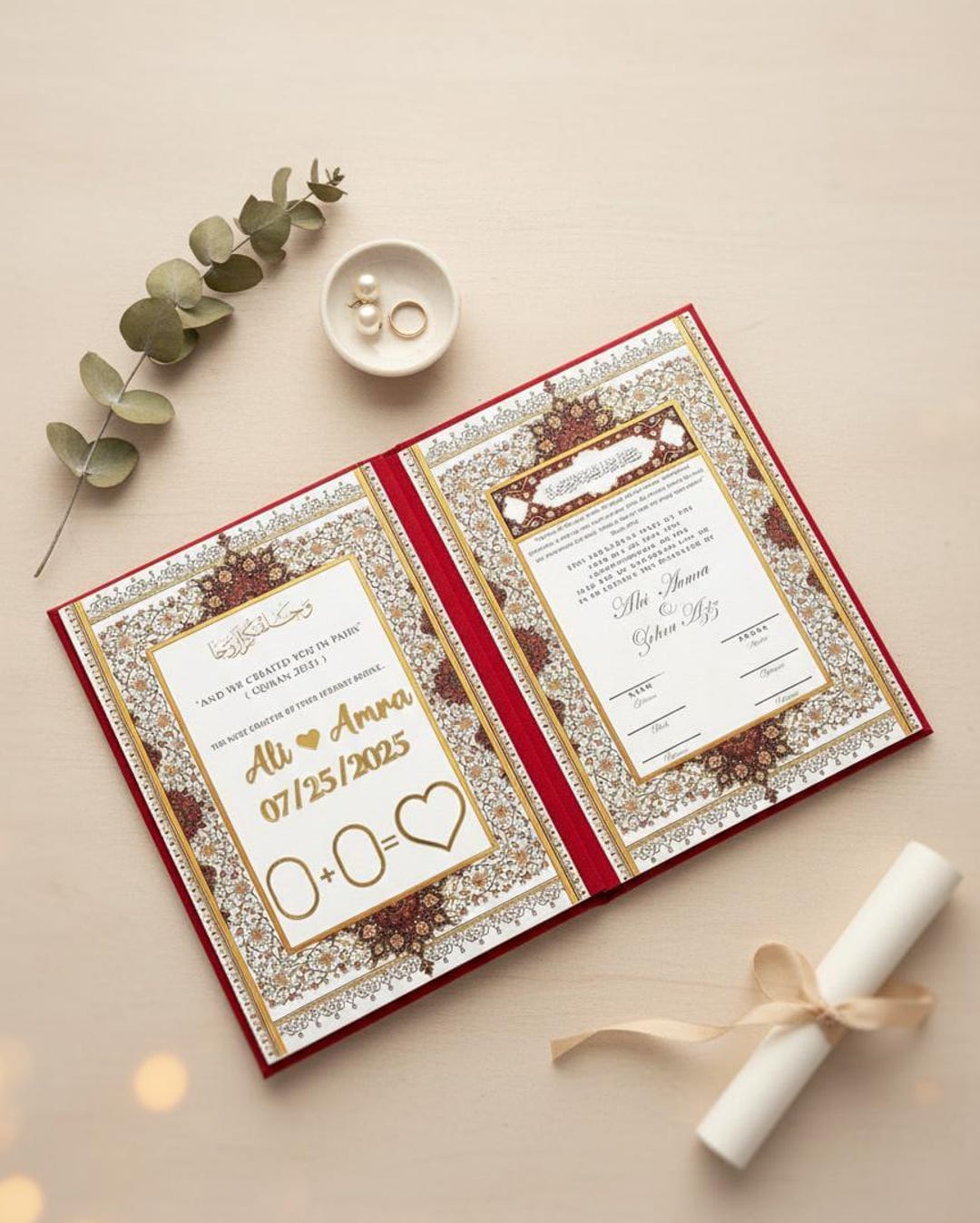 Personalized Custom Nikah Certificate Nikahnama | Islamic Wedding ...