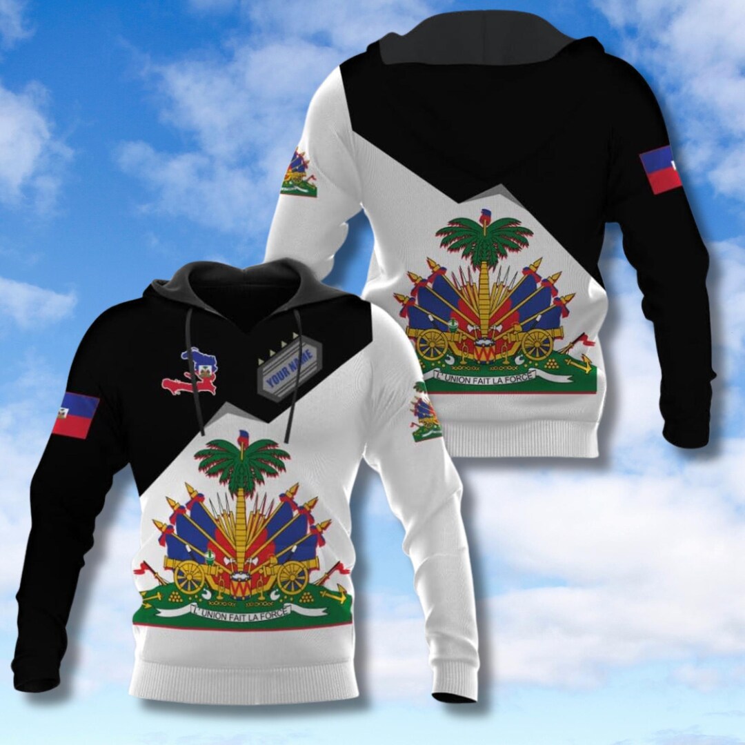 Custom Haiti Flag Hoodie: Personalized Chest Patch, Unisex All-over ...