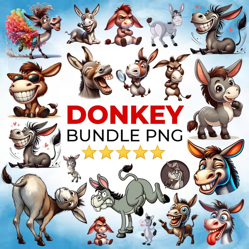 Funny Donkey Png, Quirky Donkey Clipart, Funny Cartoon Animal Png ...