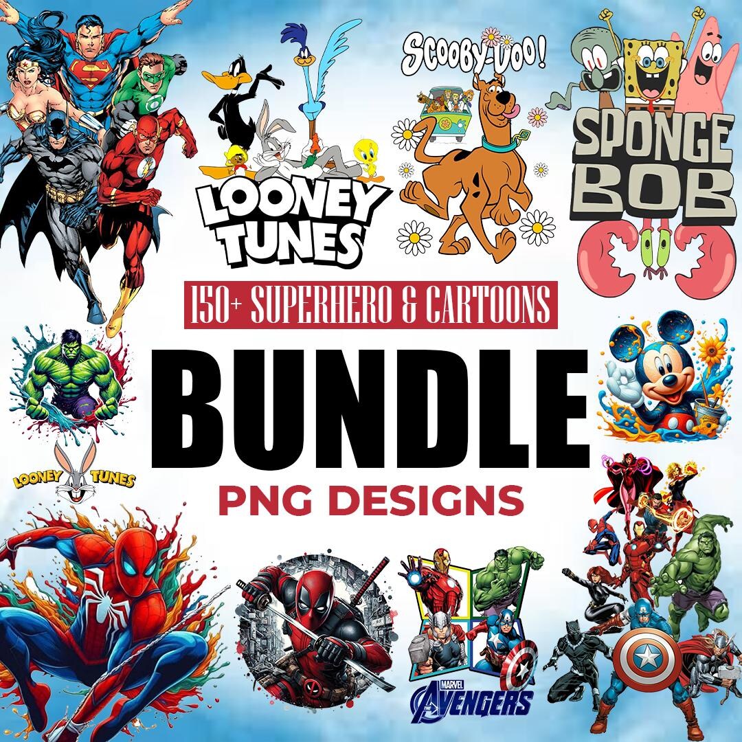 150+ Cartoon Superhero Png Bundle, Avengers Clipart, Marvel PNG ...